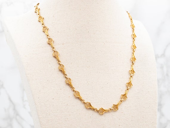 Ornate Antique Link Gold Chain, Bloomed Gold Chain, A… - Gem