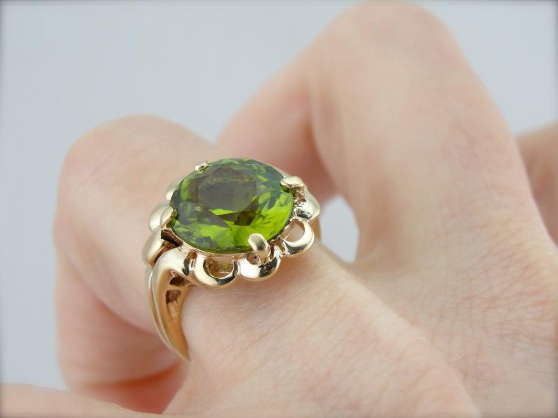 Rare Retro Era Two Piece Peridot Ring for Cocktail or as | Etsy