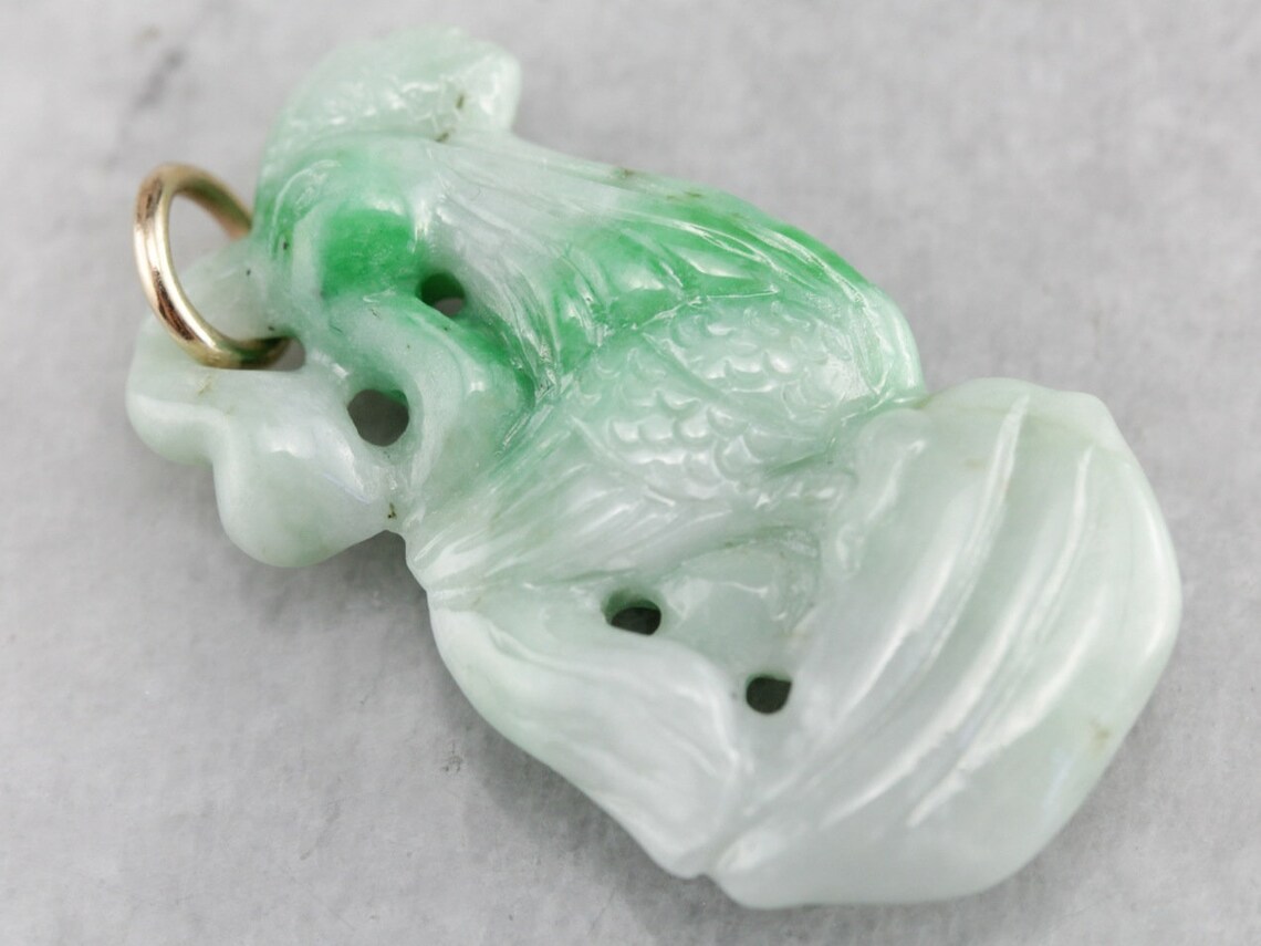 Vintage Carved Jade Rooster Pendant Year of the Rooster | Etsy