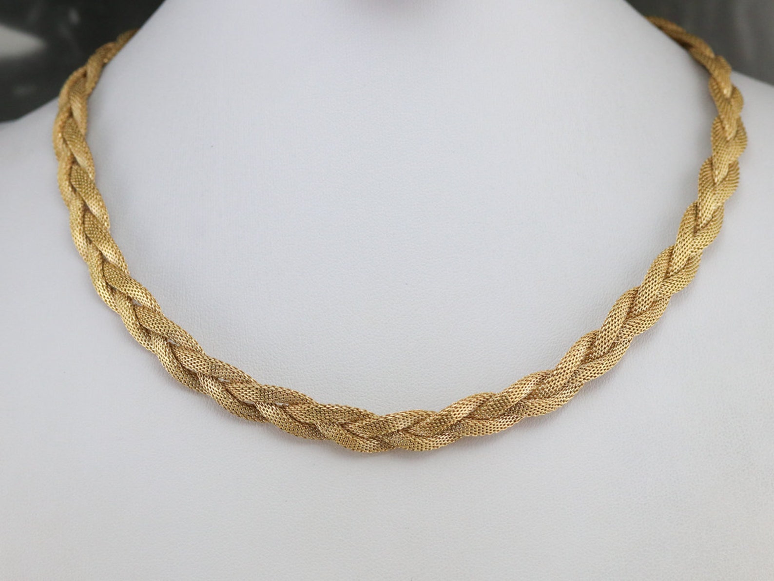 Woven High Karat Gold Necklace Braided Gold Necklace Gold | Etsy