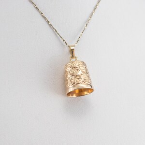 Ornate Vintage Gold Thimble Charm, 14K Gold Thimble, Thimble Pendant ...