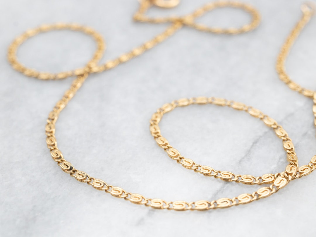 Yellow 18K Gold Scroll Chain, Snail Chain, Layering Necklace, Pendant Chain, Specialty Chain, 16 ...