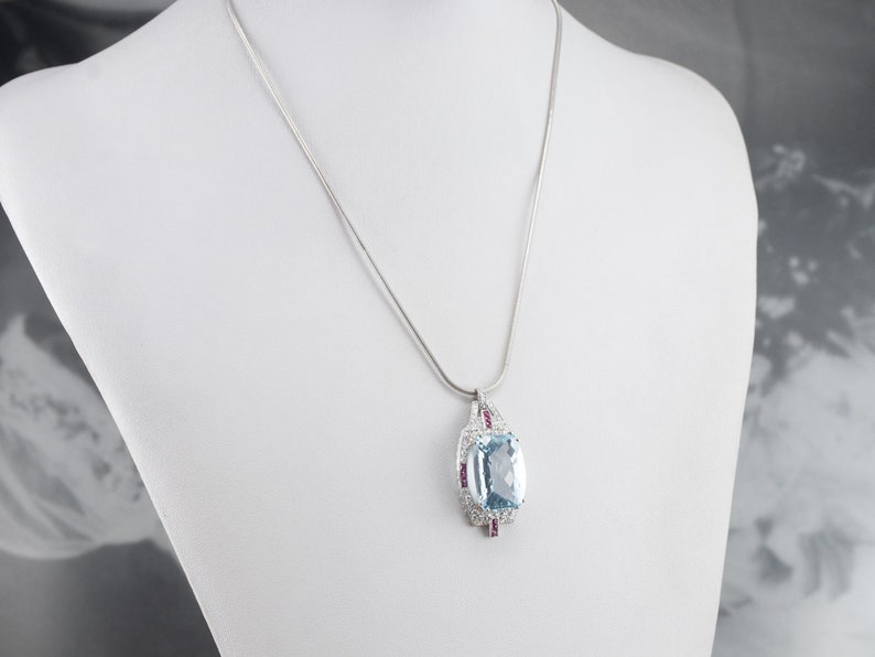 Spectacular Natural Blue Topaz, Diamond and Ruby Pendant From the Art ...