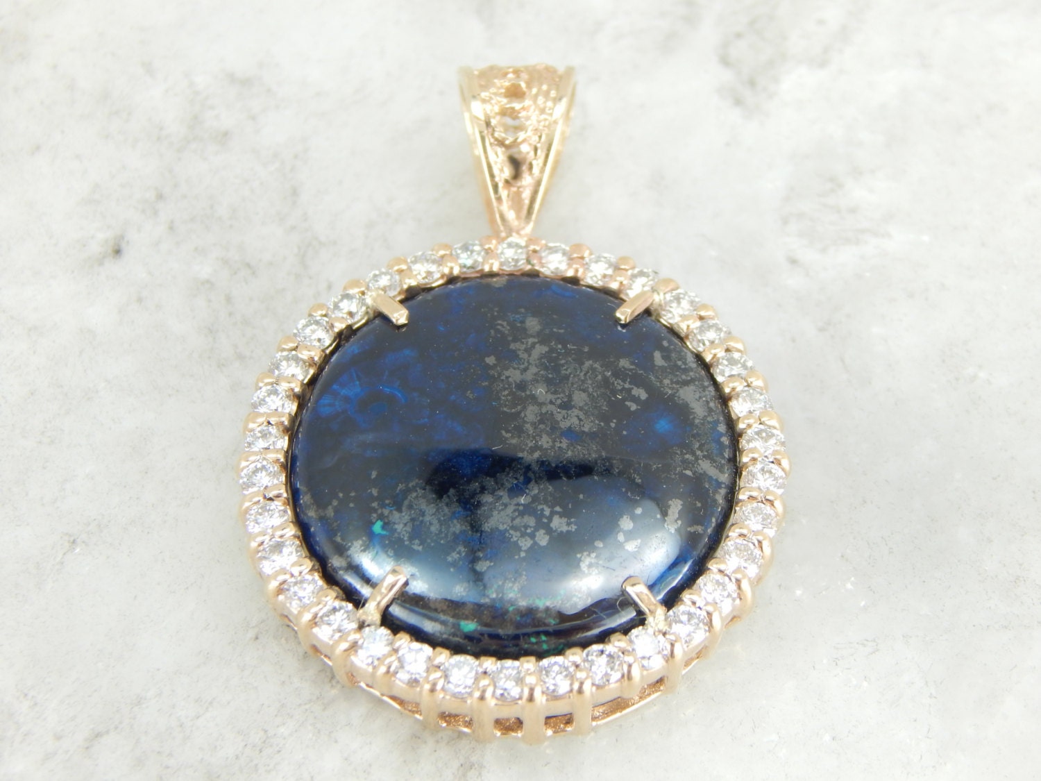 Earthy Azurite and Diamond Pendant EM4WL6-N - Etsy