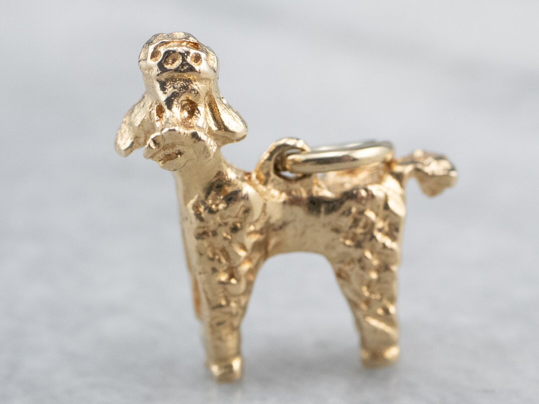 14K Gold Poodle Charm, Dog Charm, Poodle Pendant, Dog Lover Gift ...