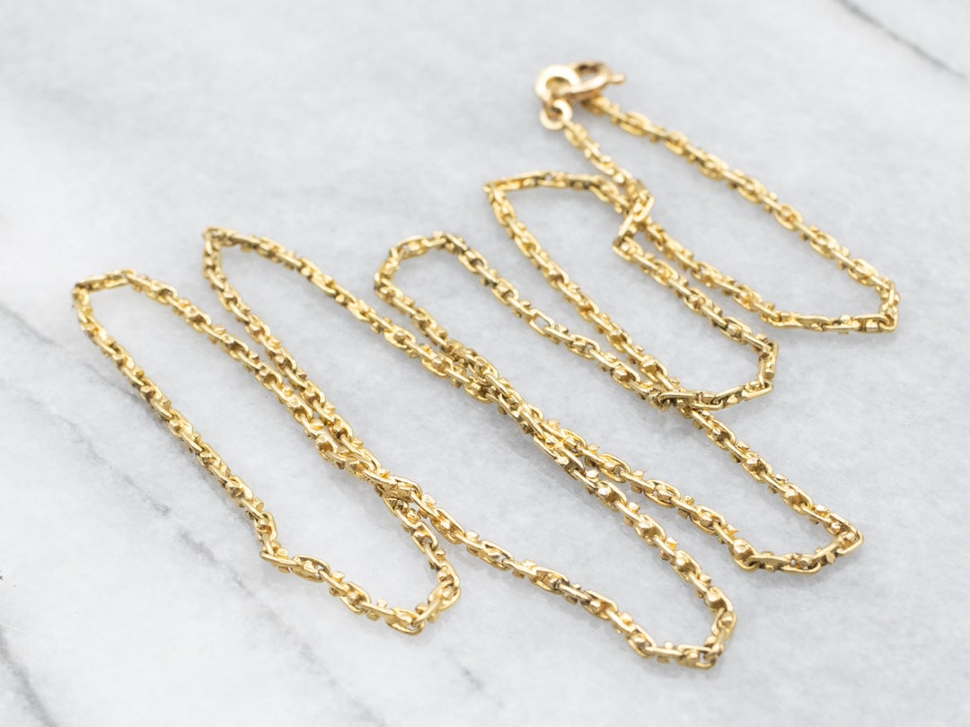 18K Yellow Gold Beaded Link Chain Necklace, 20 Inches - Etsy
