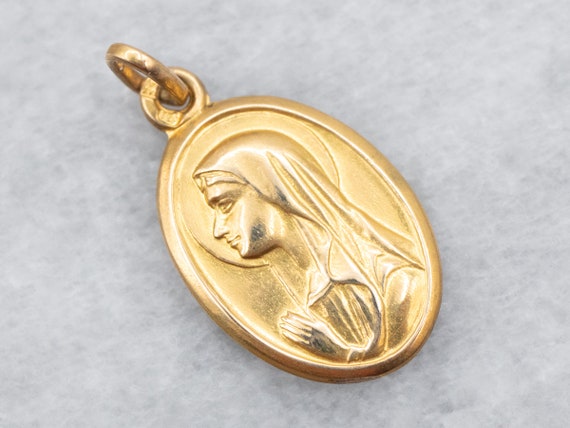 Virgin Mary Religious Medallion Yellow Gold Religious Pendant Mother Mary Pendant Religious Jewelry Religious Gift A26572 Etsy