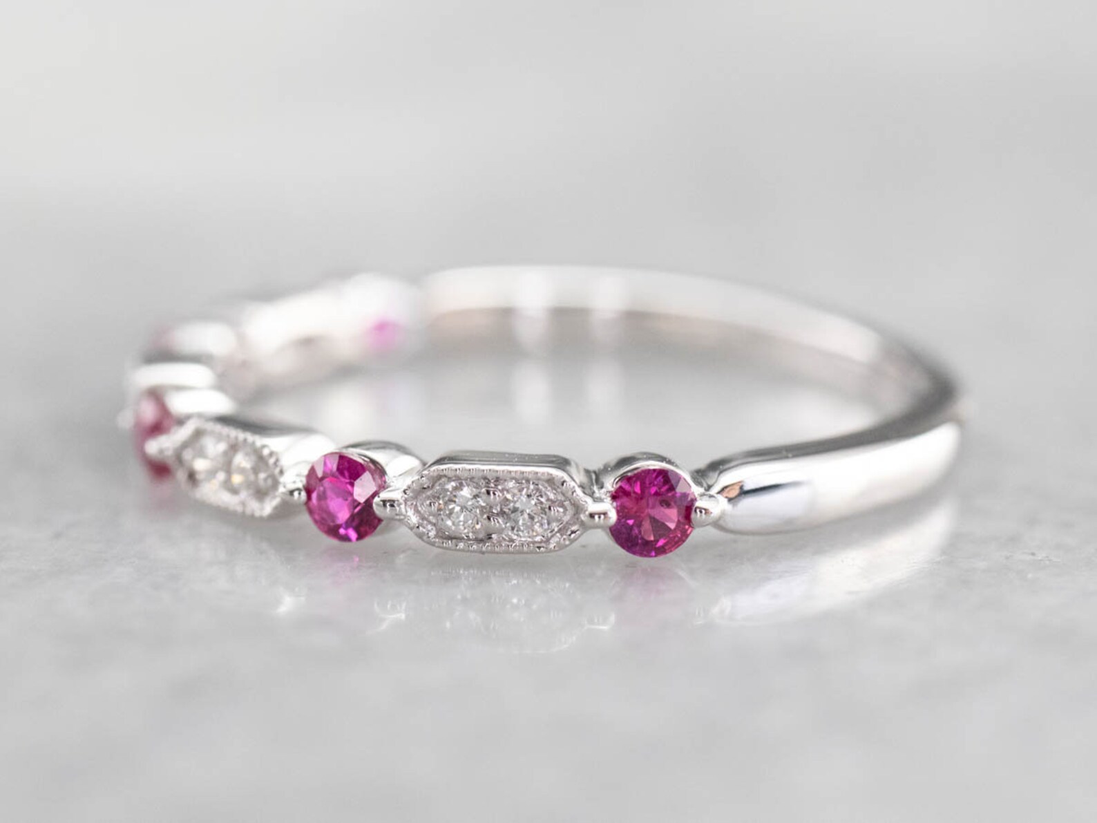 White Gold Ruby and Diamond Band Ruby Wedding Band - Etsy