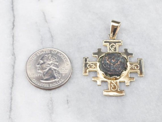 Widow's Mite Coin Cross, Old Coin Pendant, Jerusalem … - Gem