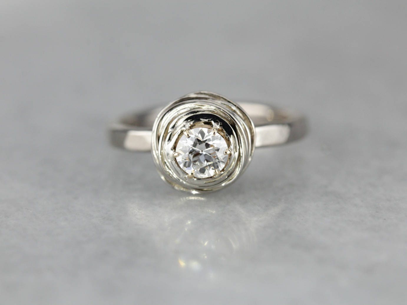 Modernist Diamond Nest White Gold Engagement Ring ZR67TM-D - Etsy