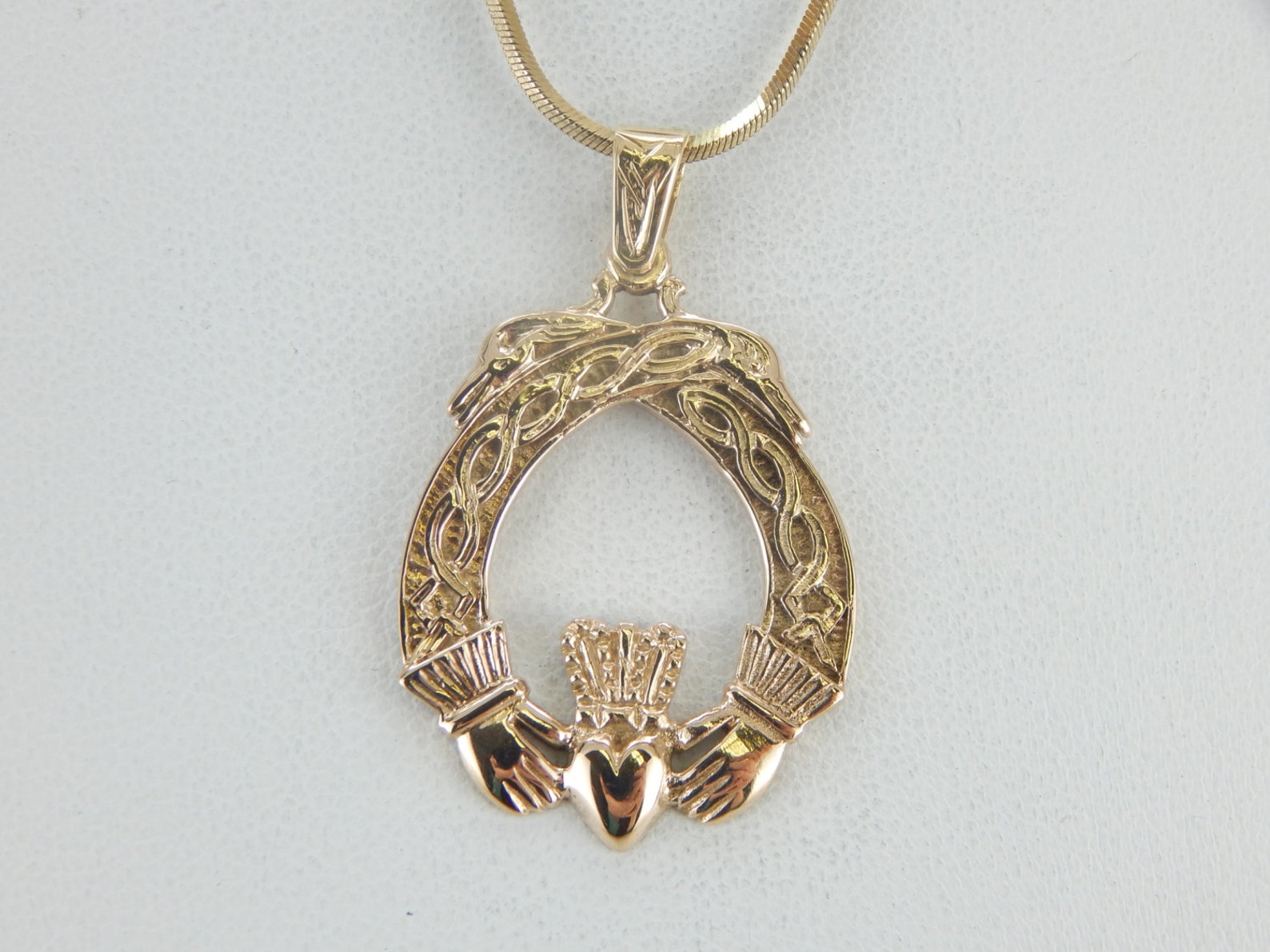 Claddagh Wreath Pendant With Bird and Celtic Knot Details | Etsy