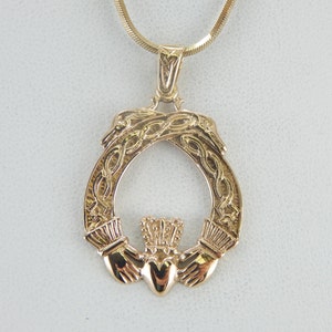 Claddagh Wreath Pendant With Bird and Celtic Knot Details - Etsy