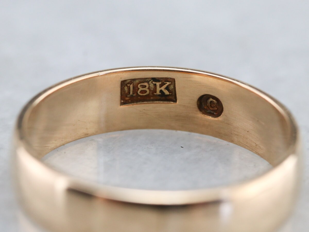 Banda de boda de oro de 18K antiguo banda de oro liso banda | Etsy
