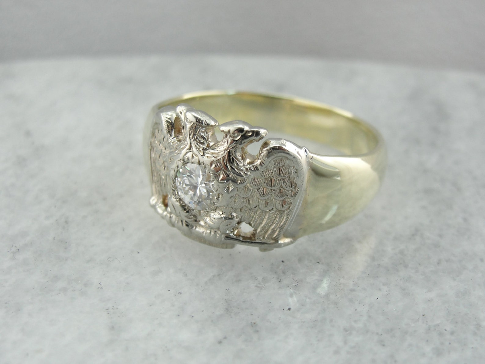 Diamond, Masonic Double Headed Eagle Ring, Scottish Rite VH2D0V-N - Etsy
