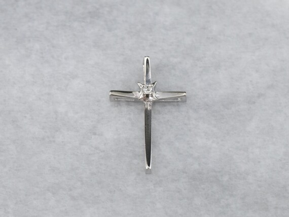 Modern Diamond Cross, White Gold Diamond Cross, Simpl… - Gem