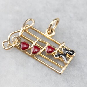 Gold Do Ray Me Musical Scale Charm, Yellow Gold Enamel Pendant, Musical ...