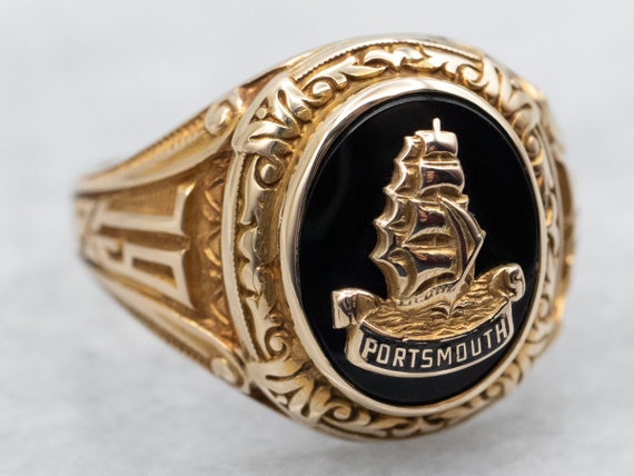 Vintage 1945 Gold Class Ring, Portsmouth NH Class Rin… - Gem