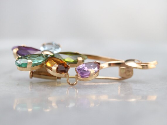 Multi Gemstone Flower Pin, Marquise Flower Ring, Gems… - Gem