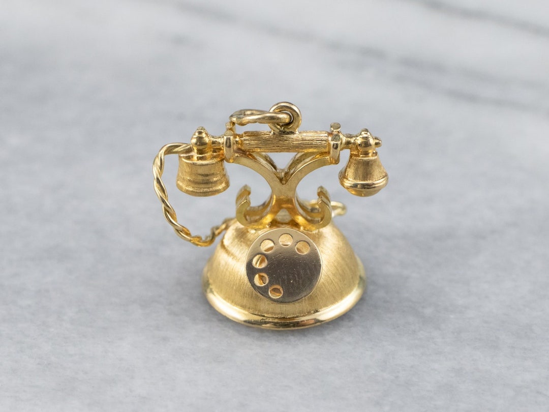 Vintage 18K Gelbgold Dreh Telefon Anhänger, Statement Charm - Etsy ...