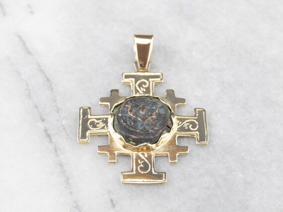 Widow's Mite Coin Cross, Old Coin Pendant, Jerusalem … - Gem