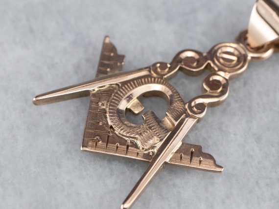 Classic Masonic Symbol Pendant, Antique Gold Mason Pe… - Gem