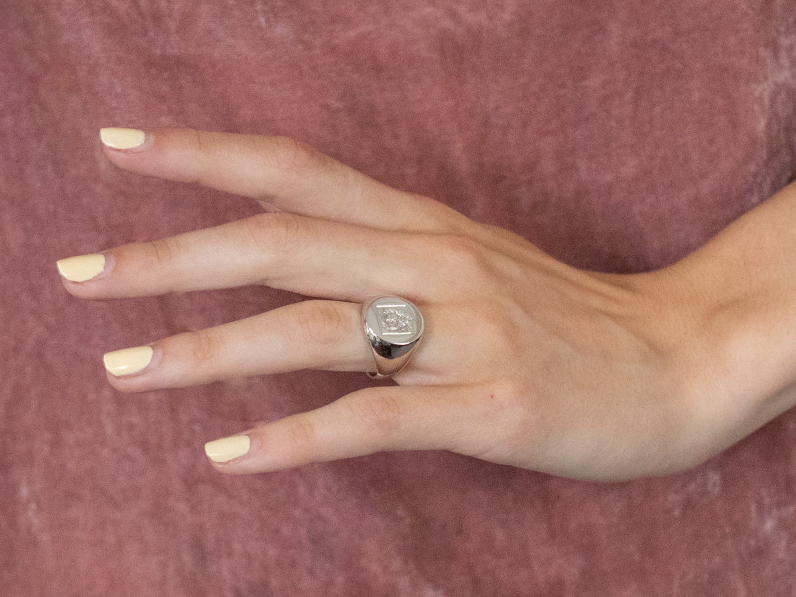 Platinum Fleur De Lis Signet Ring, Heavy Laurel Emblem - Etsy