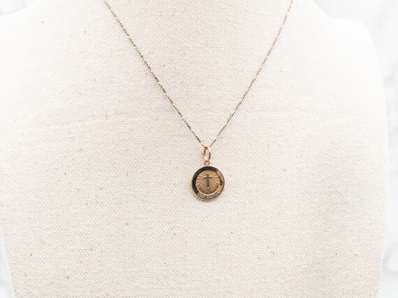 14K Yellow Gold Confirmation Medallion, Religious Gift - Gem