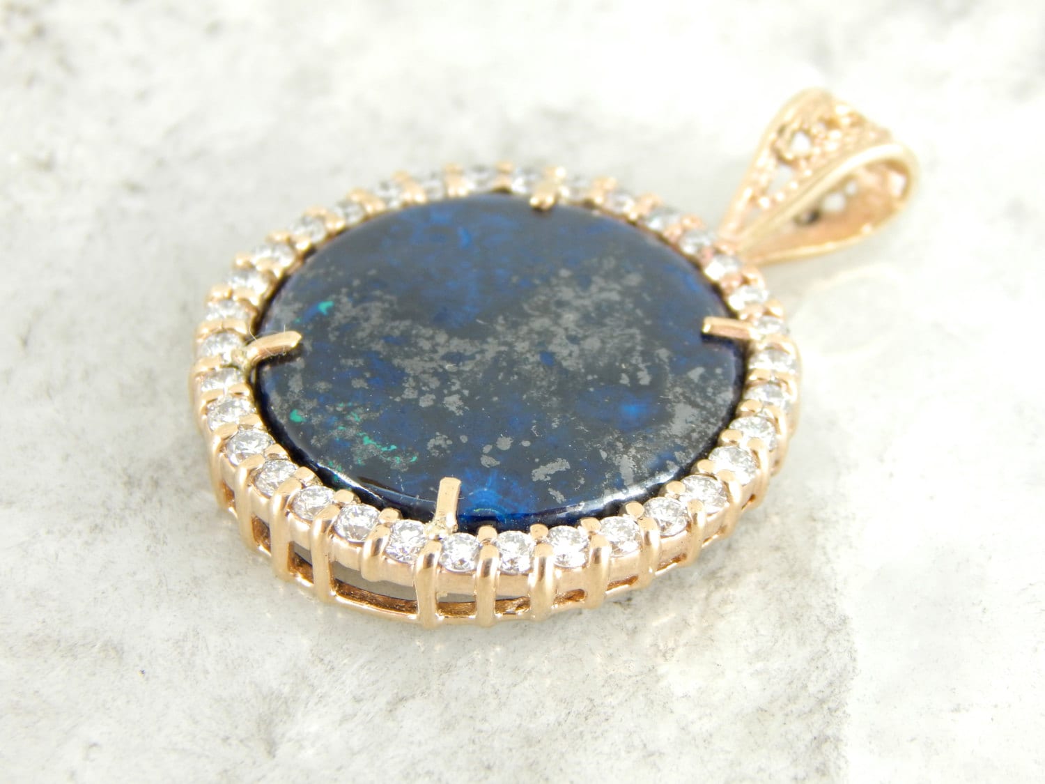 Earthy Azurite and Diamond Pendant EM4WL6-N - Etsy