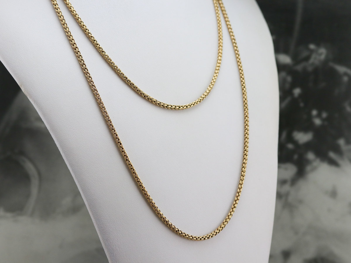 Finely Woven Gold Chain Braided Gold Chain Long Yellow Gold | Etsy