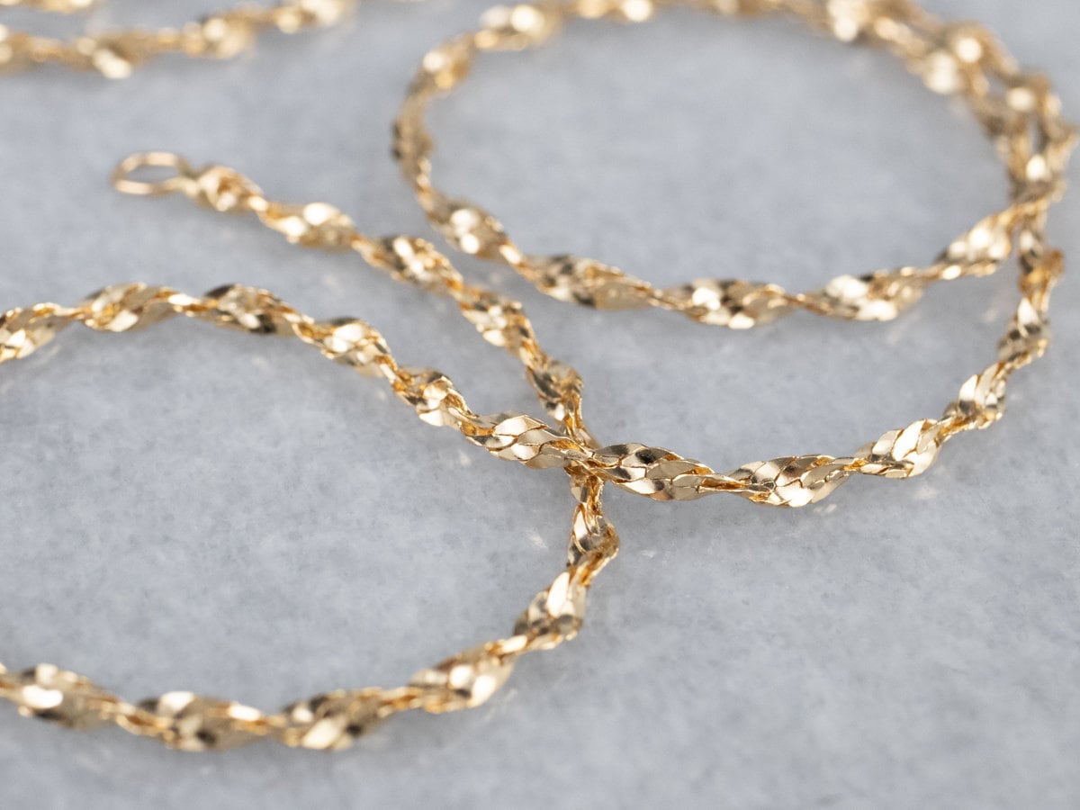 14K Gold Tinsel Chain Twisted Serpentine Chain Gold Necklace Layering Necklace 9QLM9WPM