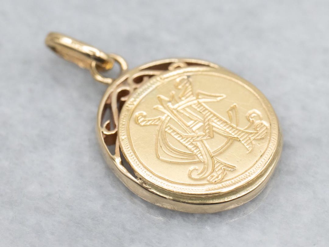 Victorian "cah" Monogram Love Token Pendant - Etsy
