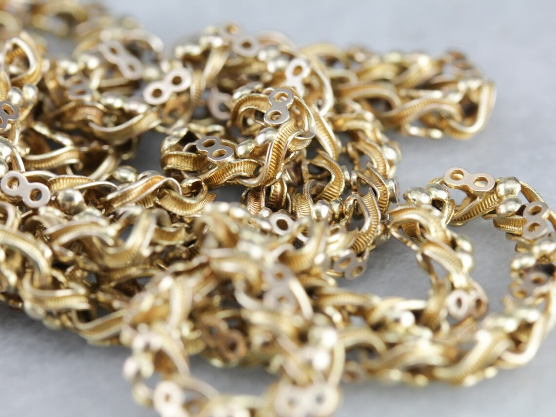 Ornate Twisted Link Gold Chain Necklace 29YEZR-N - Etsy