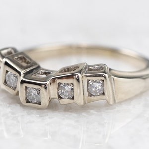 Modernist Diamond Curved Band, Diamond Stacking Ring, Nesting Band ...