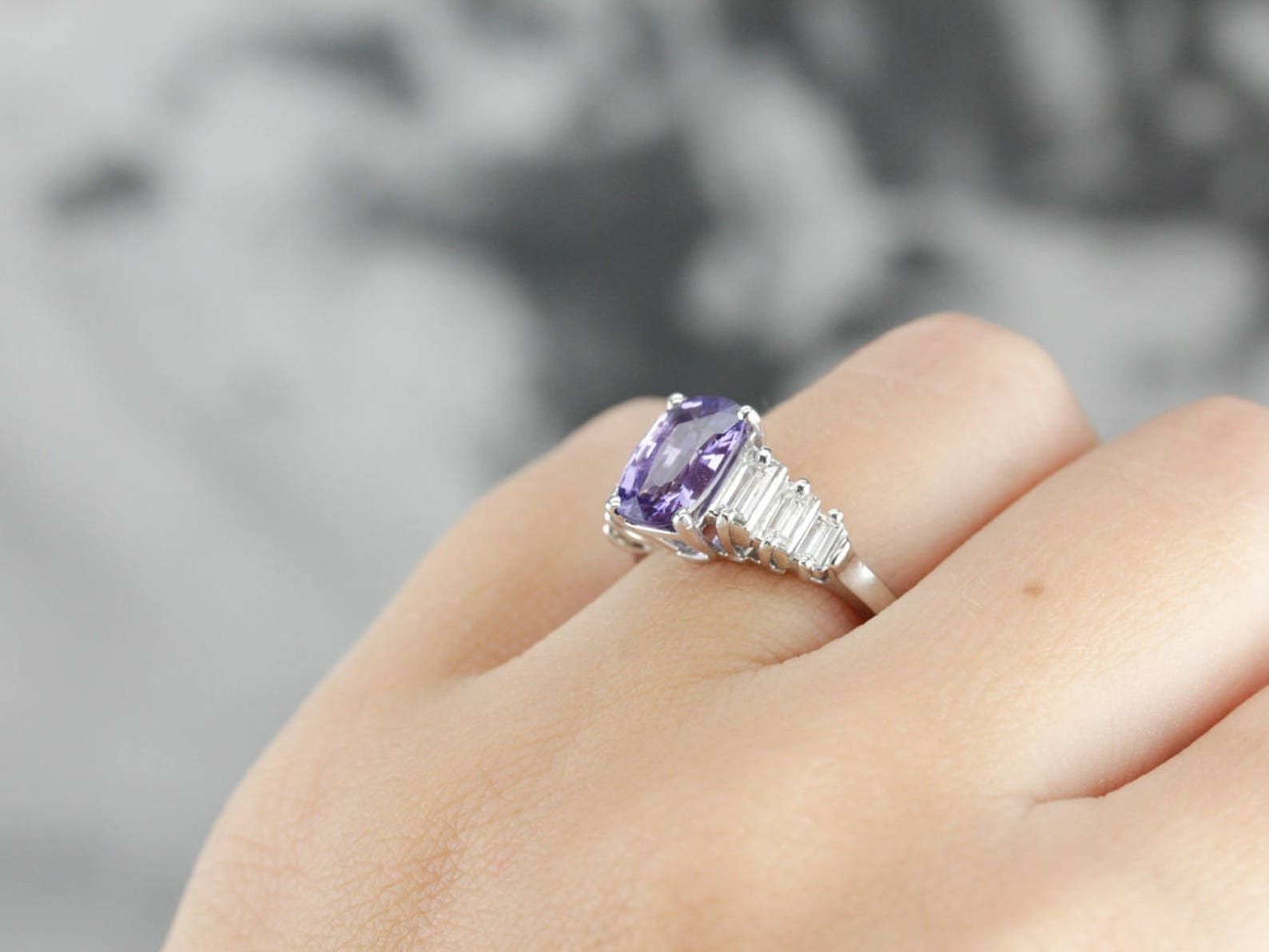 Purple Sapphire Statement Ring Sapphire and Diamond - Etsy