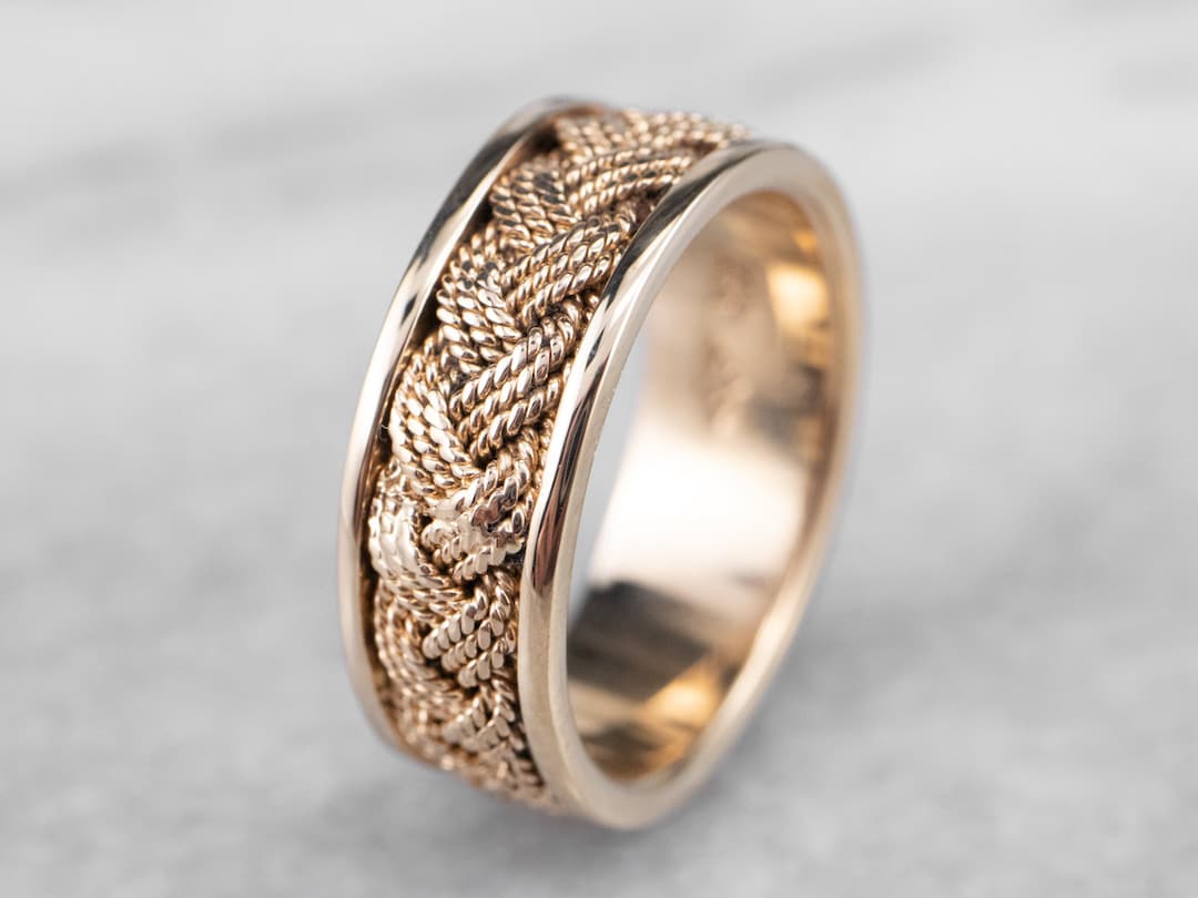 Vintage 14K Yellow Gold Braided Band, Unisex Ring Size 6.25 - Etsy