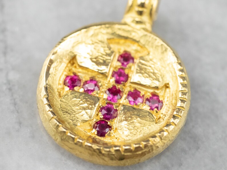 Ruby Cross 800 Gold Pendant Portuguese Gold Medal Pendant - Etsy