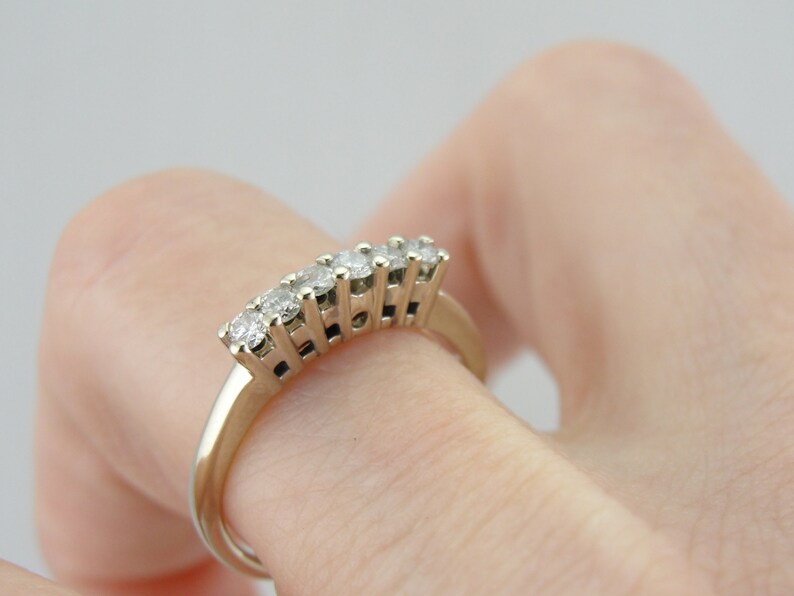 Classic Six Diamond Wedding Band in White Gold - Etsy