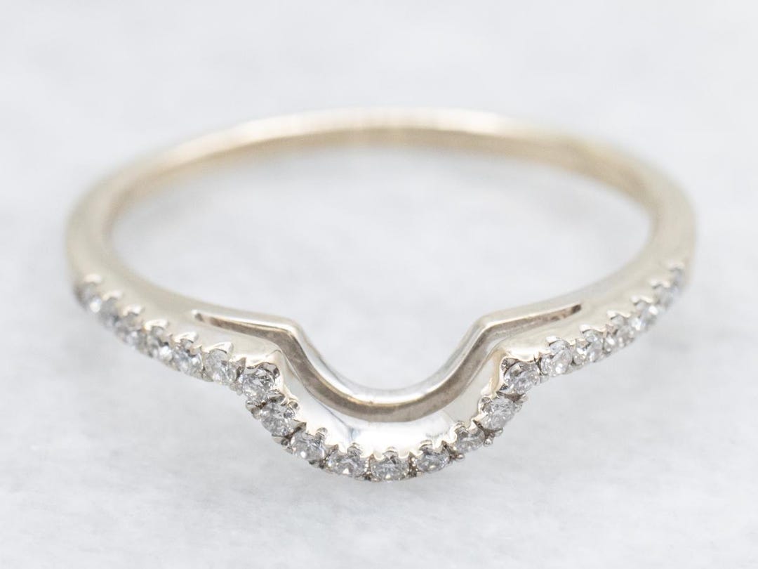 Curved Diamond Guard Wedding Band, Curved Wedding Band, Diamond Wedding ...