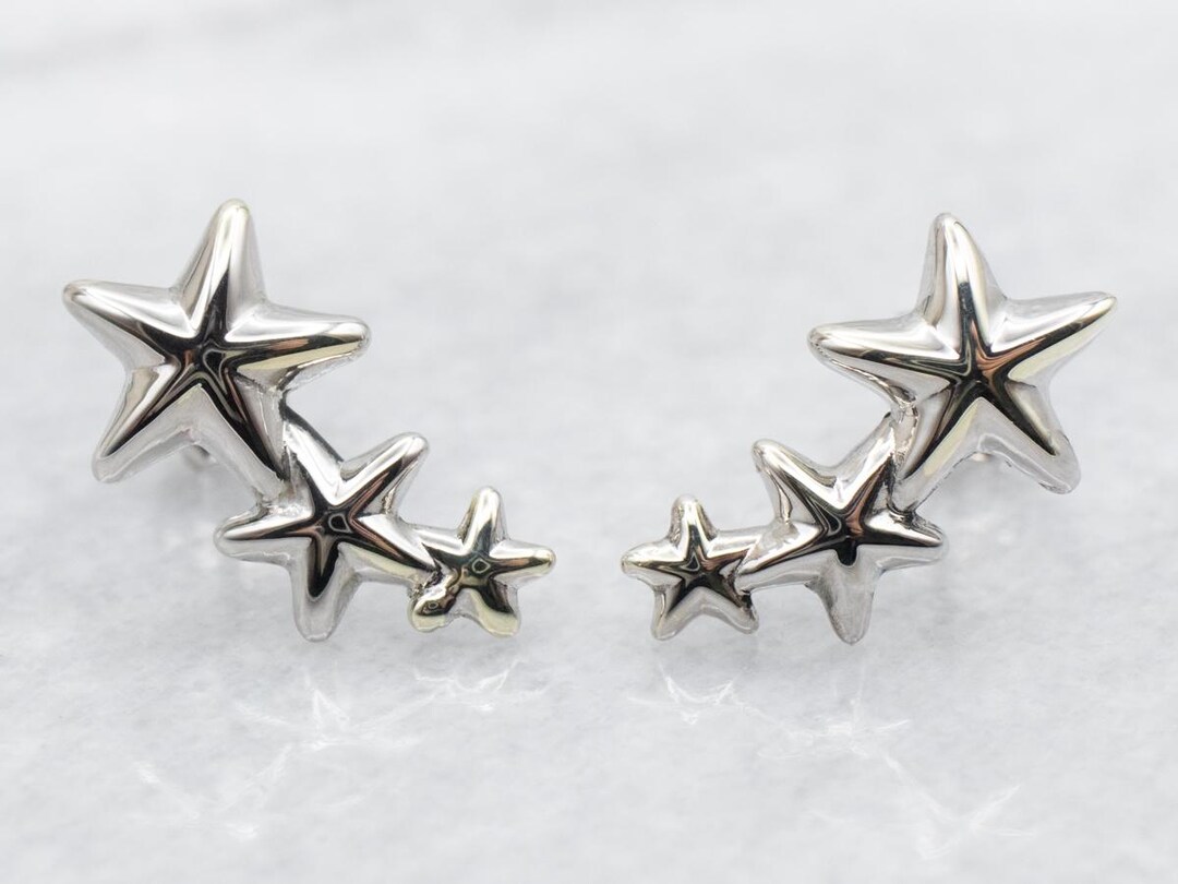 Star Drop Stud Earrings, White Gold Star Earrings, Star Earrings, Drop Stud Earrings, Star Studs ...