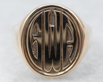 Vintage Letter Monogram Ring, Vintage Men Ring, Unisex Signet Ring ...