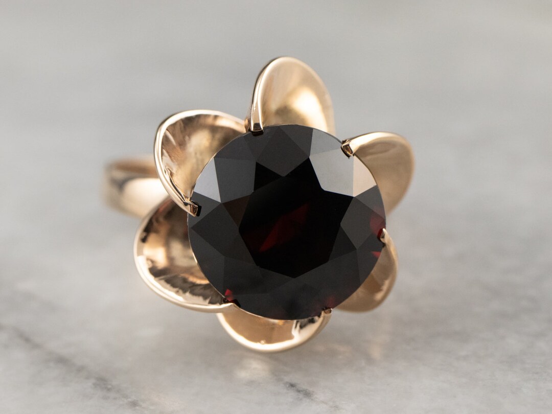 Garnet Rose Gold Ring, Garnet Statement Ring, Garnet Cocktail Ring ...