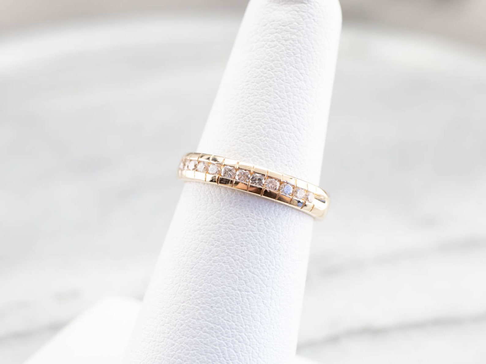 Diamond Pattern Band Yellow Gold Diamond Band Diamond | Etsy