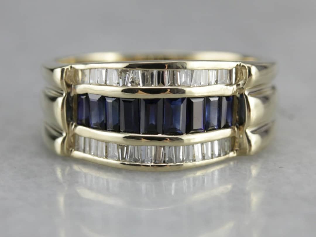 Sapphire Statement Ring, Sapphire and Diamond, Anniversary Ring ...