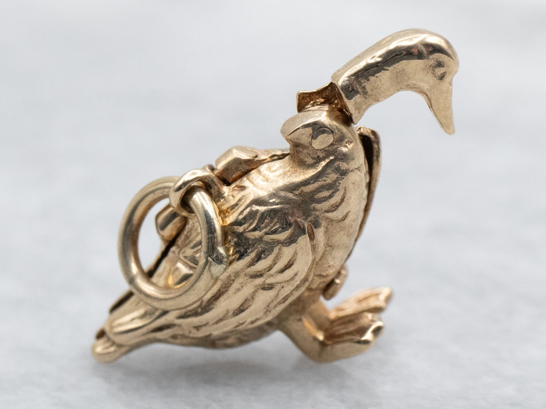 Vintage 14K Gold Goose With Golden Egg Moving Charm - Etsy