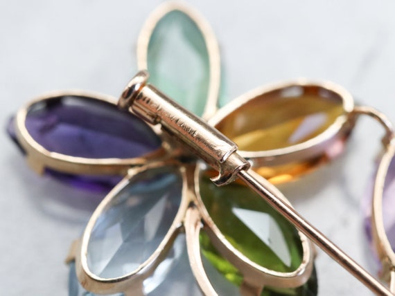 Multi Gemstone Flower Pin, Marquise Flower Ring, Gems… - Gem