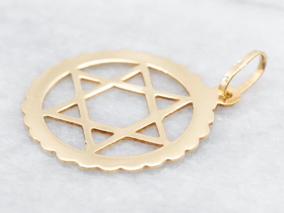 18K Yellow Gold Star of David Medallion, Jewish Penda… - Gem