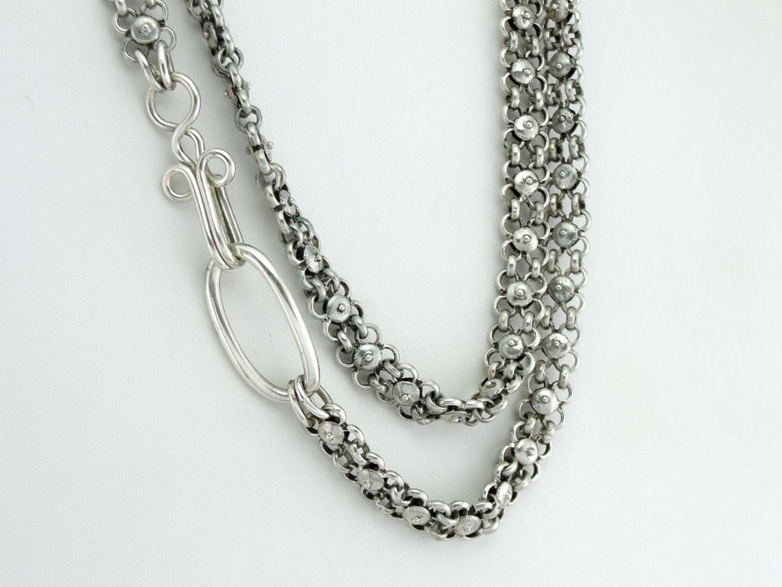 Handmade Floral Link Necklace With Large Decorative Hook Clasp - Etsy