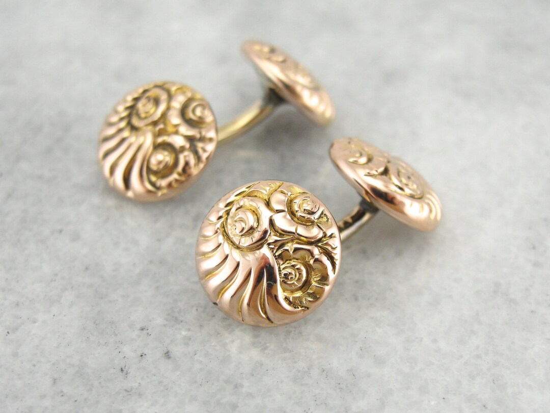 Antique Rose Gold Victorian Cufflinks With Cornucopia Motif T31KC8-N - Etsy