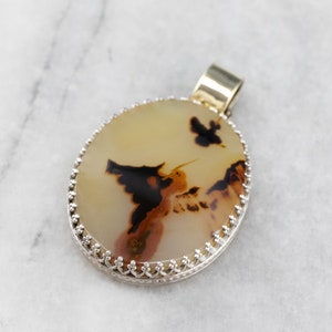 Dendritic Agate Pendant, Shazar Stone Pendant, Mixed Metal Pendant ...