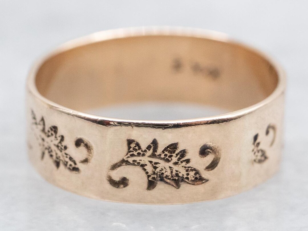 Antique Rose Gold Botanical Baptism Cigar Band, Rose Gold Band ...
